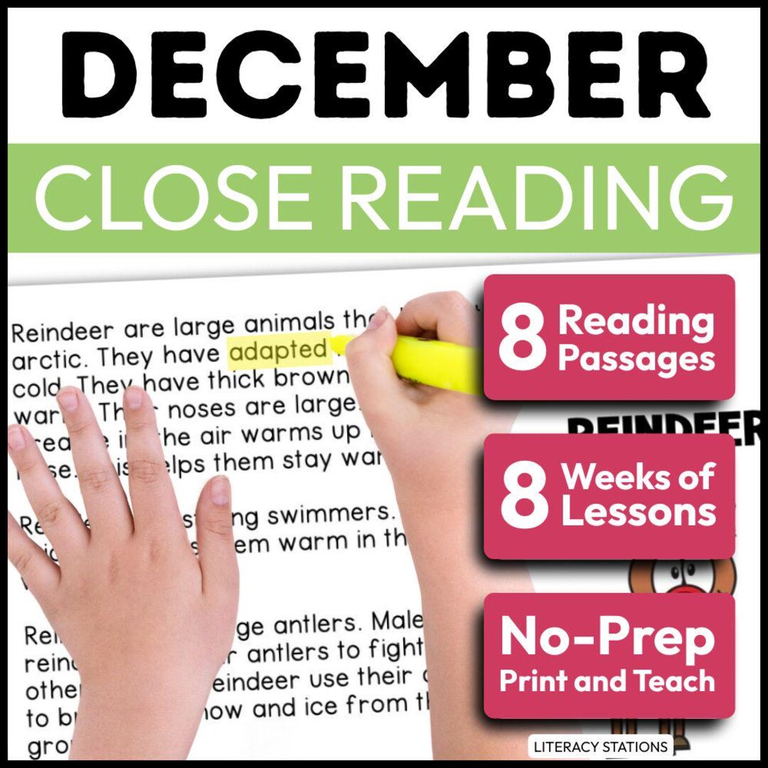 December Close Reading Passages for First Grade - Etsy