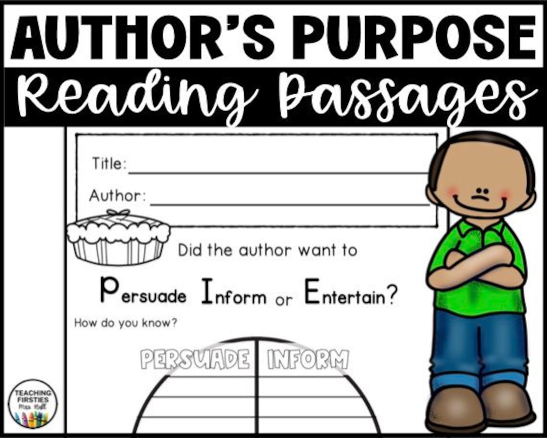 Author's Purpose Reading Passages, Graphic Organizers, Bookmarks ...