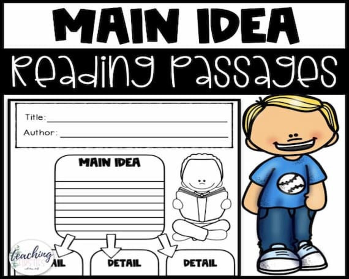 Main Idea Reading Passages Graphic Organizers Bookmarks & - Etsy