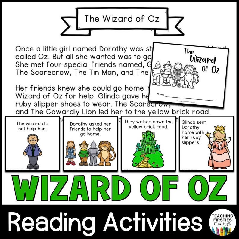 Reading Activities for the Wizard of Oz Story - Etsy
