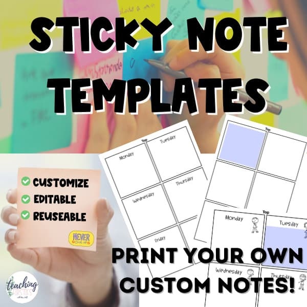 Sticky Note Template - Editable! - Etsy