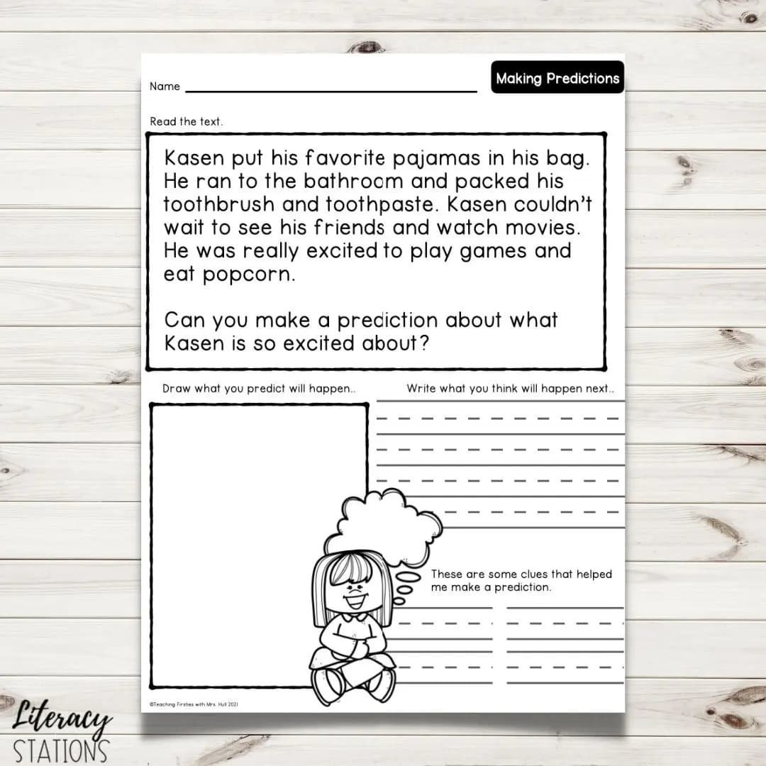 Making Predictions Worksheets and Printable Activities for Reading ...