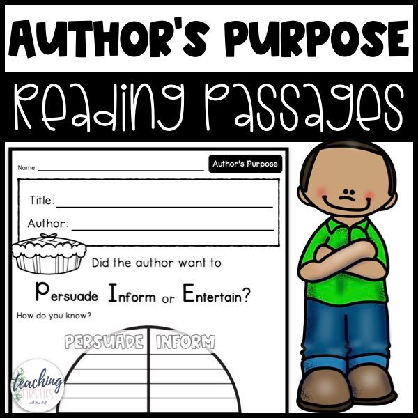 Author's Purpose Reading Passages, Graphic Organizers, Bookmarks ...