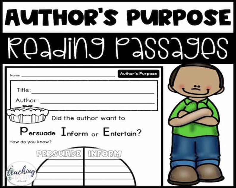 Author's Purpose Reading Passages Graphic Organizers - Etsy