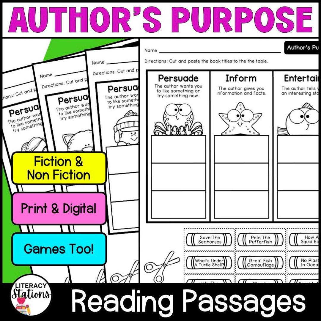 Reading Passages for the Author’s Purpose Reading Strategy - Etsy