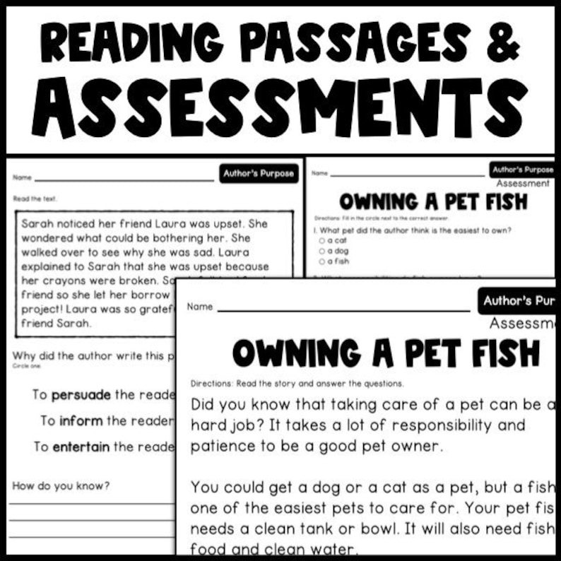 Author's Purpose Reading Passages, Graphic Organizers, Bookmarks ...