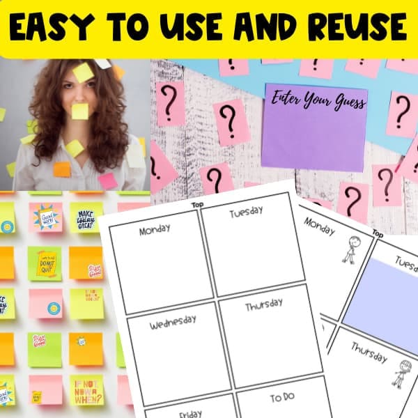 Sticky Note Template - Editable! - Etsy