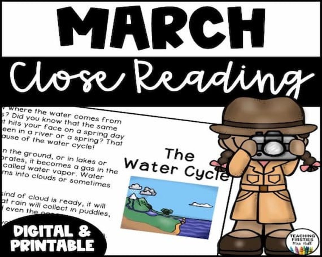First Grade Close Reading for March - NO PREP! - Etsy
