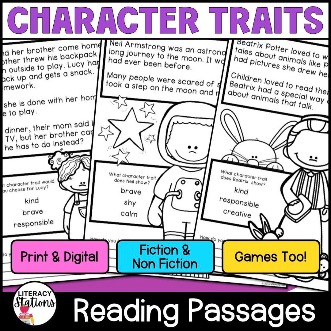 Reading Passages for the Character Traits Reading Strategy - Etsy