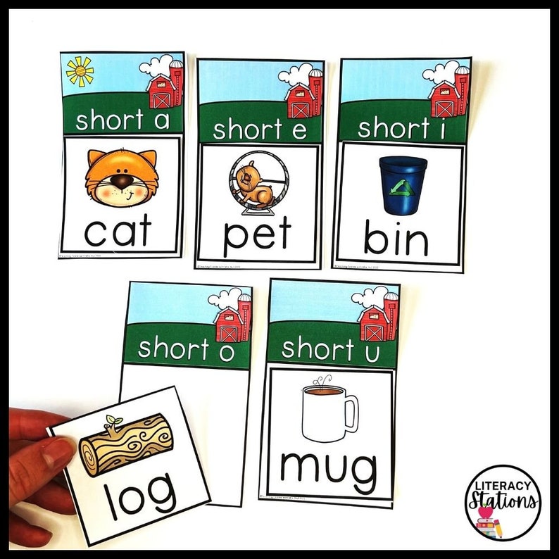 Short Vowel CVC Words Phoneme Isolation and Identification Cards and ...