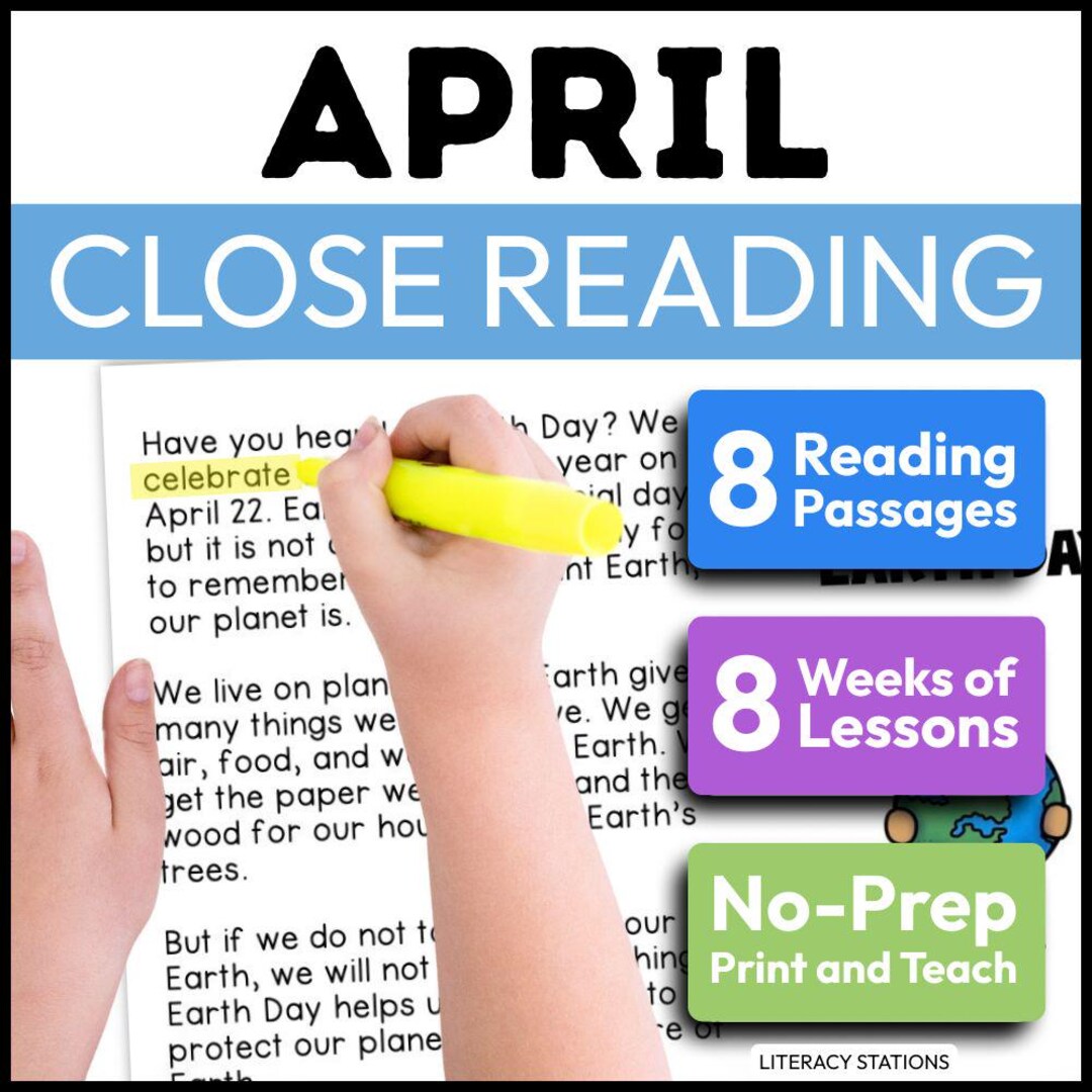 April Close Reading Passages for First Grade - Etsy