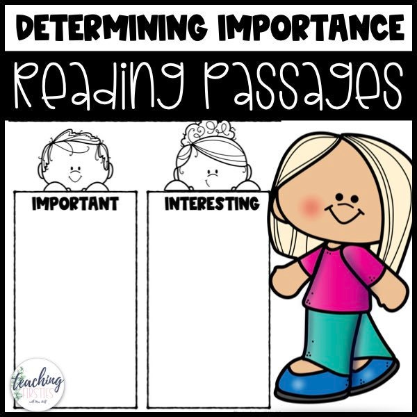 Determining Importance Reading Passages, Graphic Organizers, Bookmarks ...