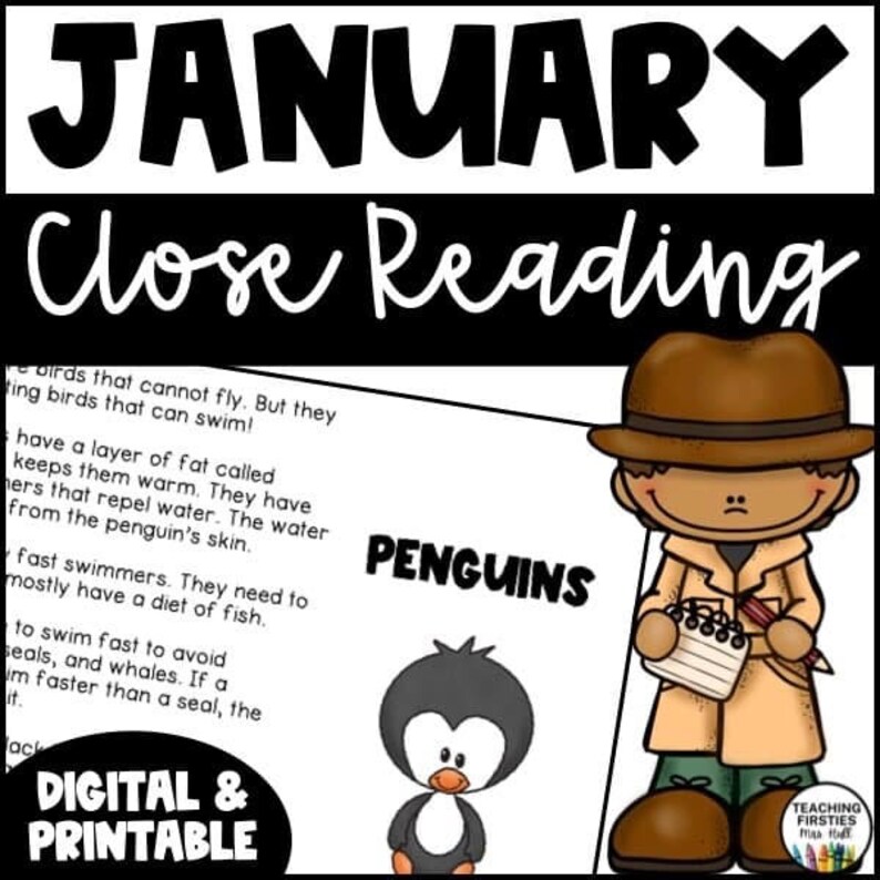 January Close Reading Strategies - Etsy
