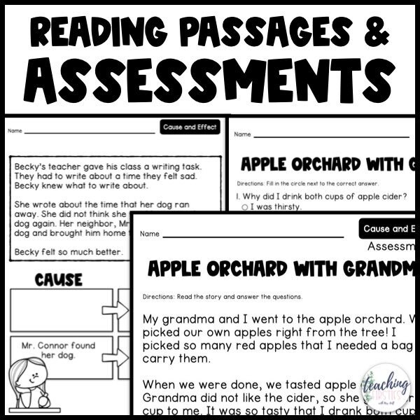 Cause & Effect Reading Passages, Graphic Organizers, Bookmarks, and ...
