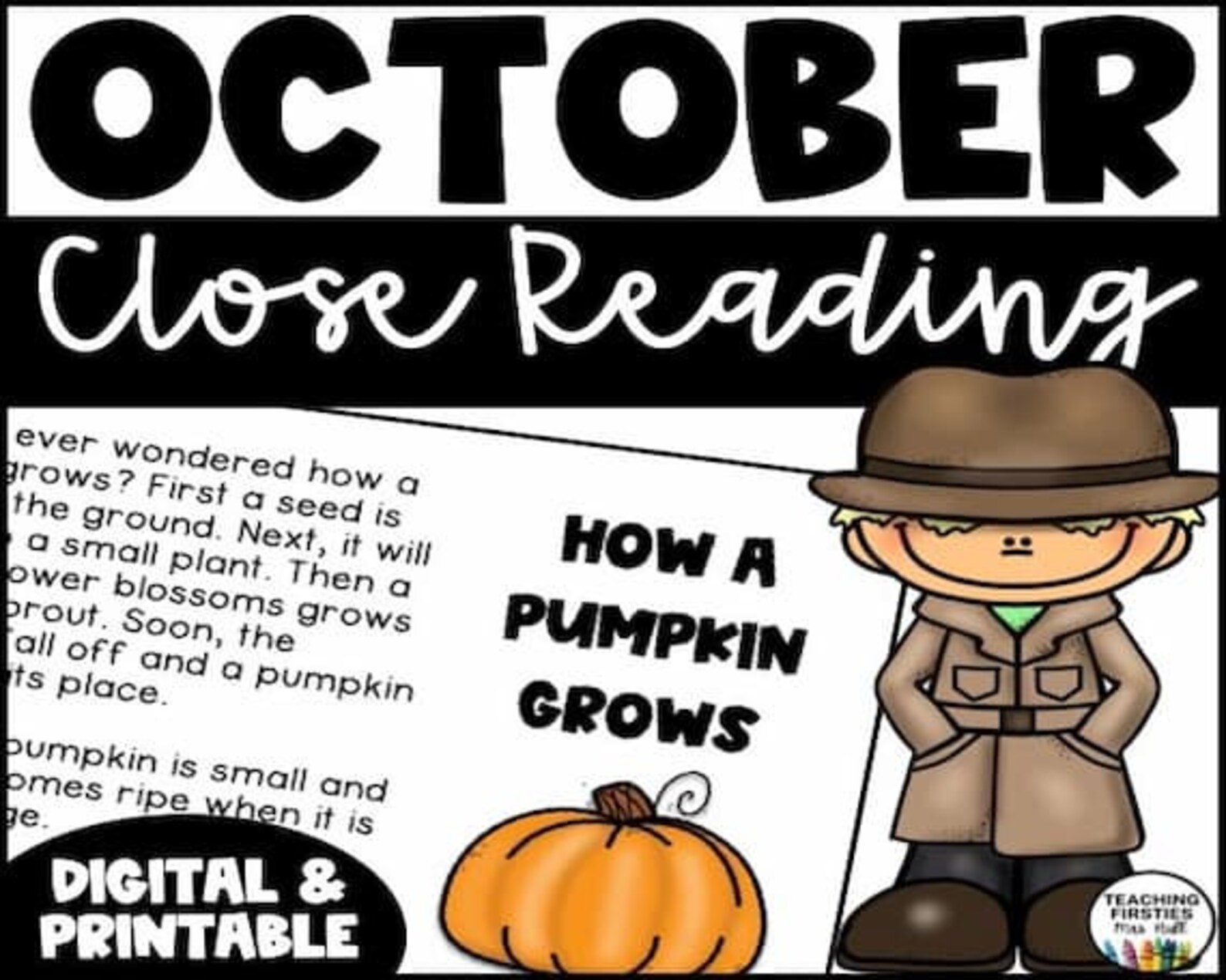 First Grade Close Reading for October - NO PREP! - Etsy