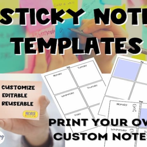 Sticky Note Template Editable - Etsy