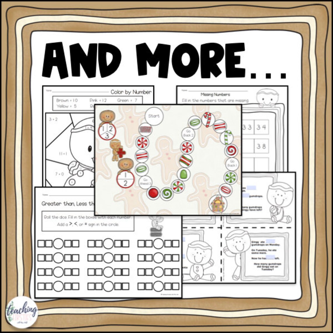 Gingerbread Math Worksheets and NO PREP Printables (Instant Download ...