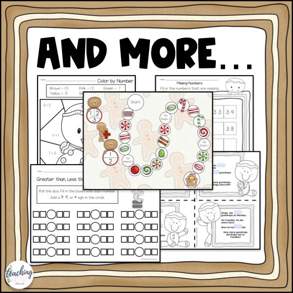 Gingerbread Math Worksheets and NO PREP Printables - Etsy