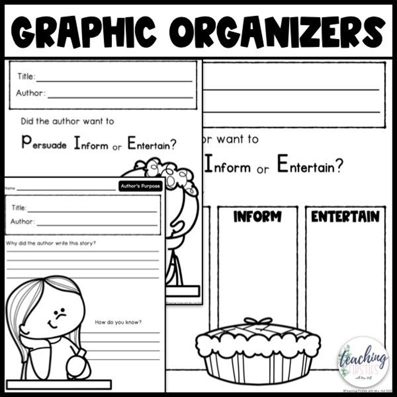Author's Purpose Reading Passages, Graphic Organizers, Bookmarks ...