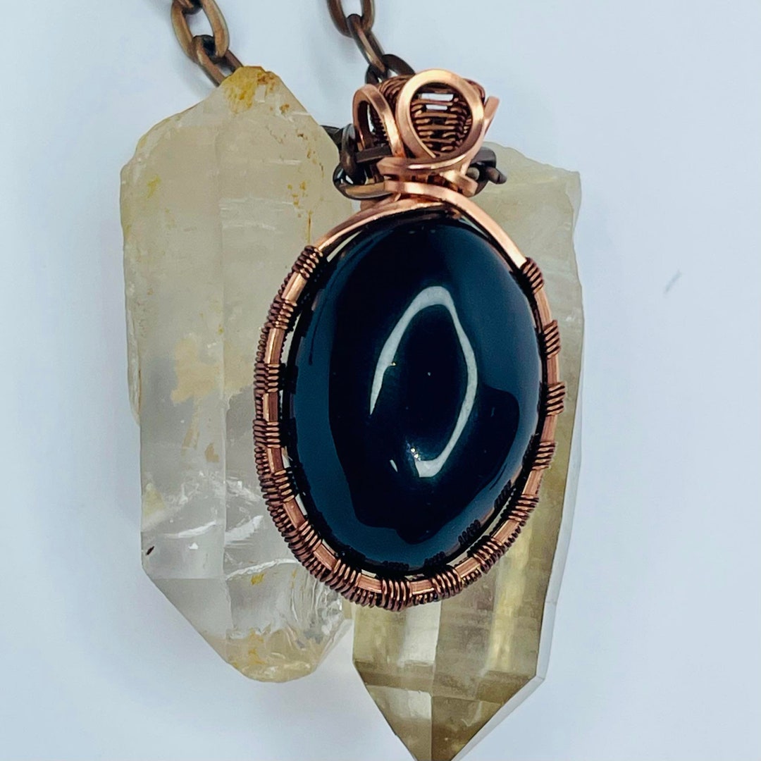 Handmade Rainbow Obsidian Copper Wire Wrap Pendant: Boho Healing ...