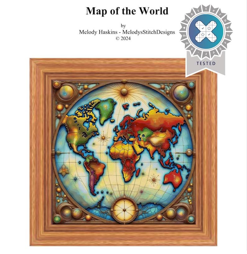 Map of the World Cross Stitch Cross Pattern, Inc Full Pattern Keeper ...