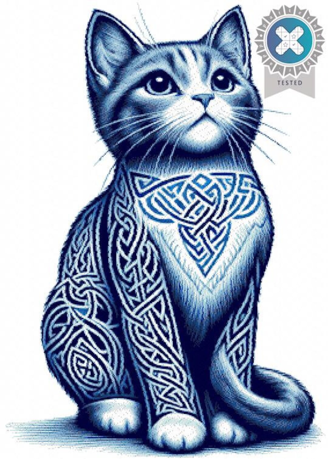 Celtic Delft Blue Kitten Cat Cross Stitch Pattern - 257x378 Stitches ...