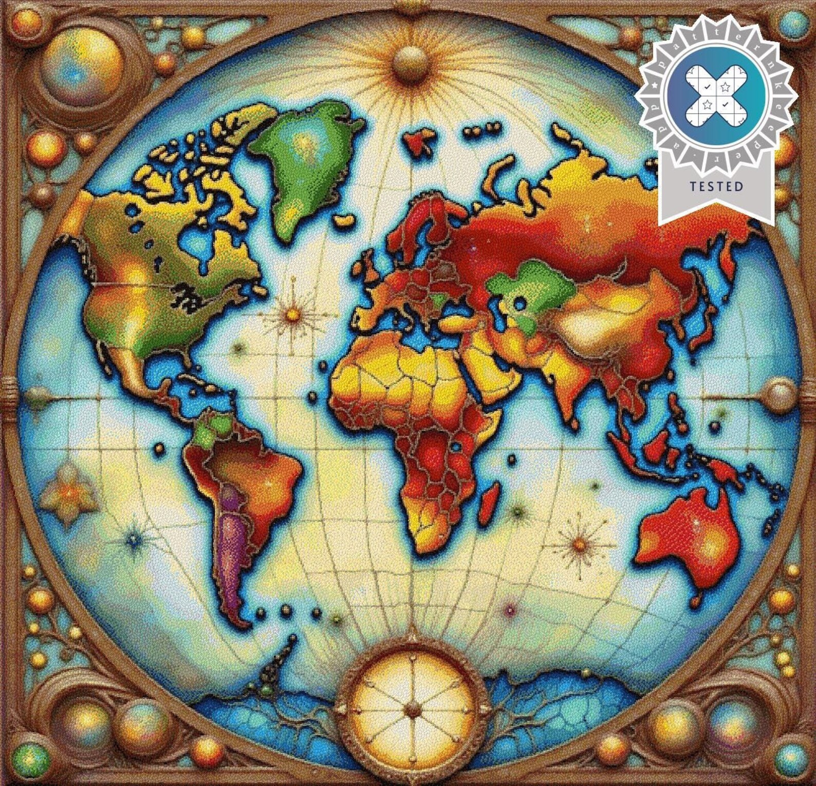 World Map Cross Stitch Pattern: Robinson Projection (digital Download ...