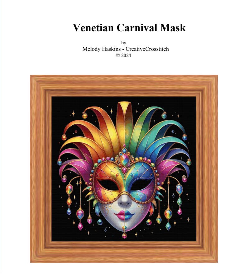 Masquerade Ball Venetian Carnival Rainbow Mask Cross Stitch Design Inc ...