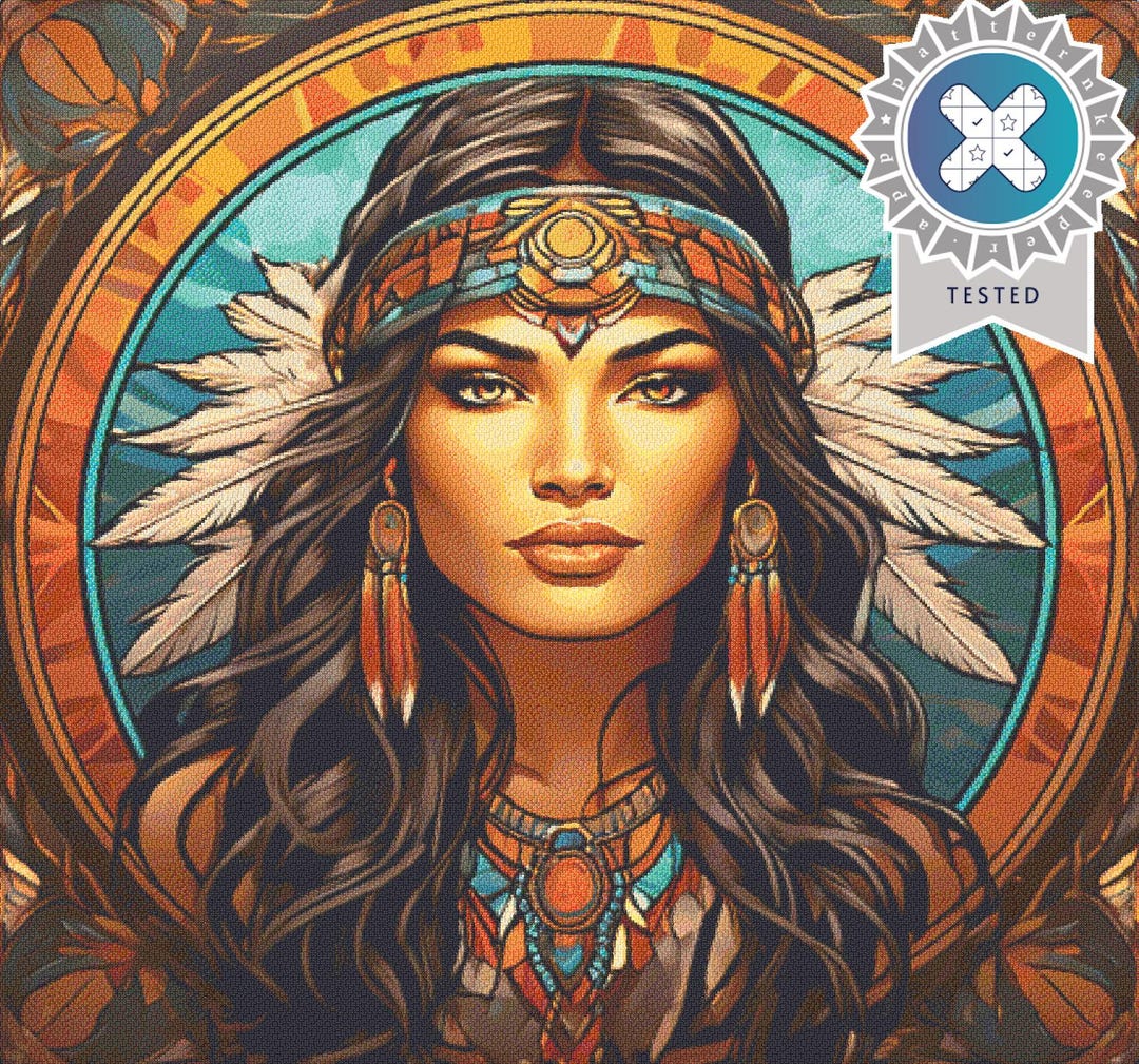 Native American Woman Cross Stitch Pattern: Detailed Full Coverage ...