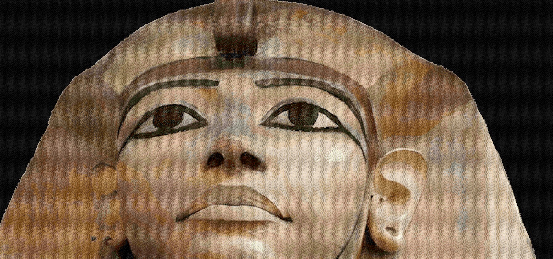 Egyptian Pharoah Ramses II Cross Stitch Pattern of Wooden Mask From Coffin, Pattern Keeper ...