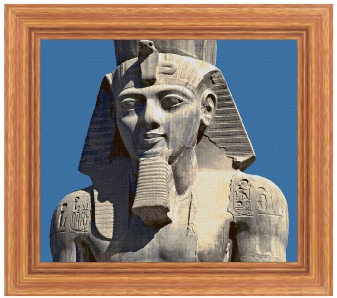 Egyptian Pharoah Ramses II Stone Statue Sculpture Cross Stitch Pattern Photo Large Pattern ...