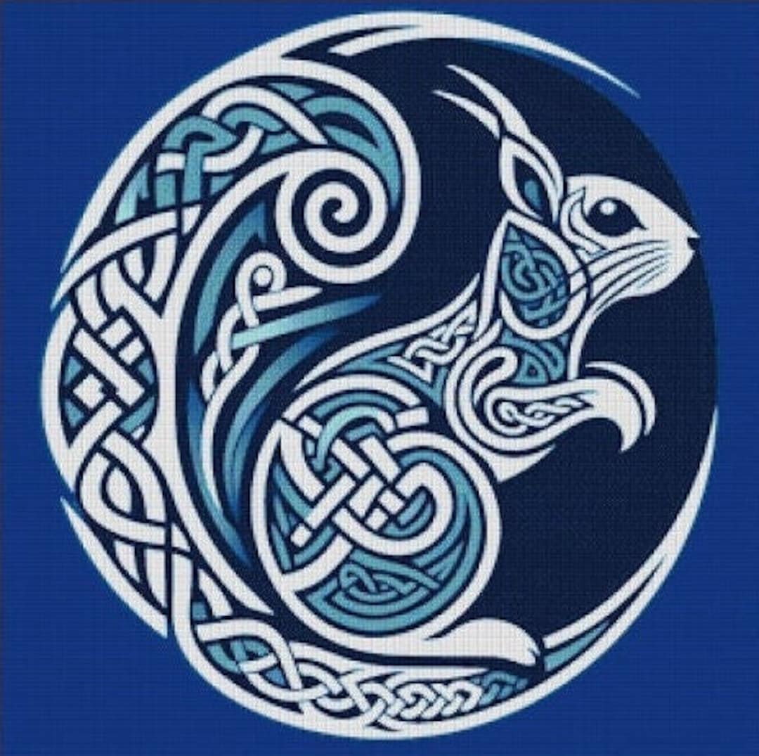 Celtic Delft Blue Squirrel Cross Stitch Design Pattern Keeper ...