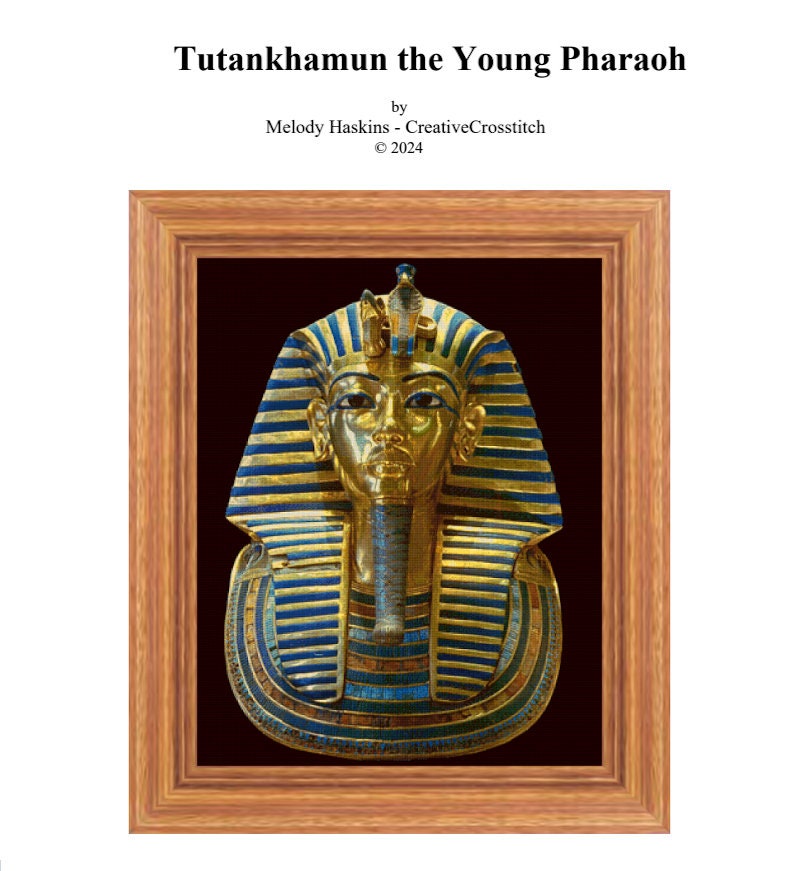 Tutankhamun Cross Stitch Pattern Young Egyptian Pharoah Full Pattern Keeper File Included Photo ...
