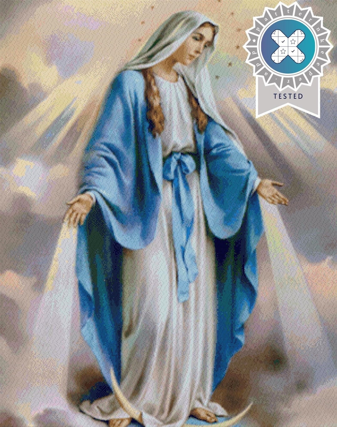 LARGE Virgin Mary Cross Stitch Pattern 400 Stitches High Includes Full ...