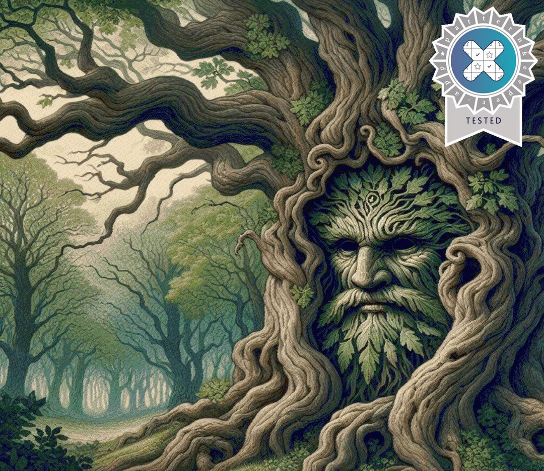 Green Man Forest Cross Stitch Pattern: Detailed Full Coverage (digital ...