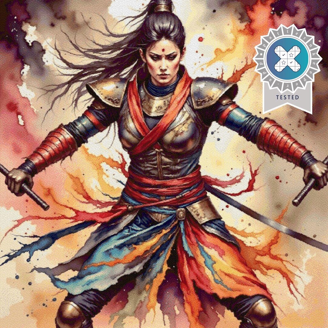 Fierce Warrior Woman Cross Stitch Pattern: Large Detailed Chart ...