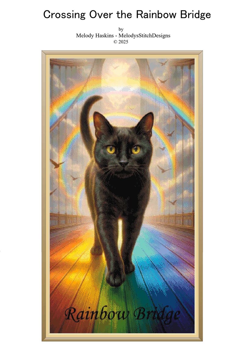 Rainbow Bridge Cat Cross Stitch Pattern: Full Coverage (digital Chart ...