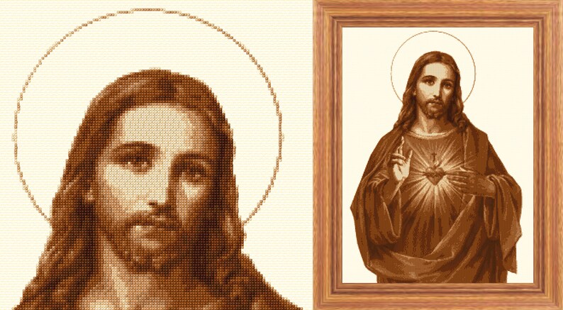Sacred Heart of Jesus Cross Stitch Pattern Photo Large - Etsy
