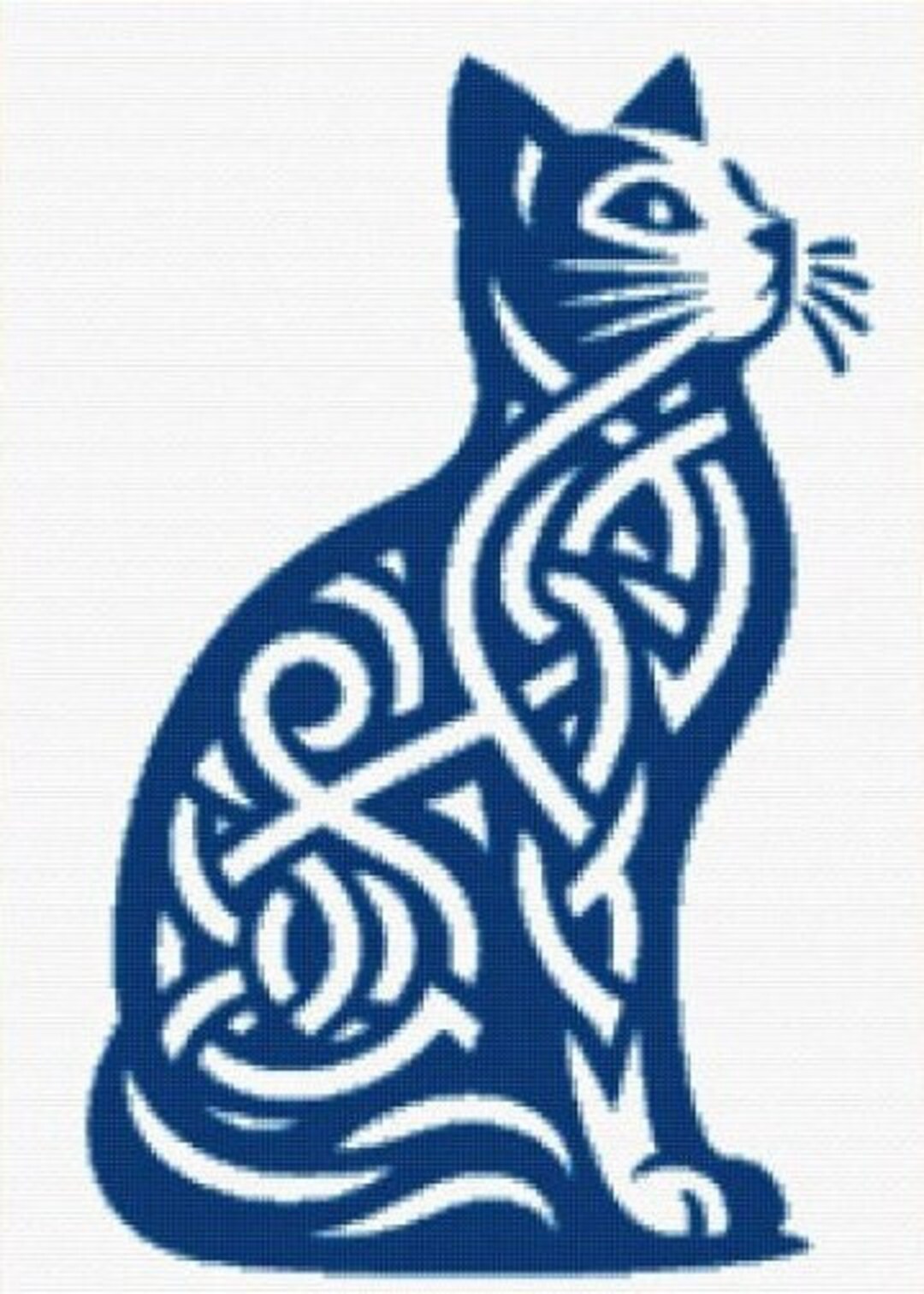 Celtic Delft Blue Cat Cross Stitch Design Pattern Keeper Compatible, PK ...
