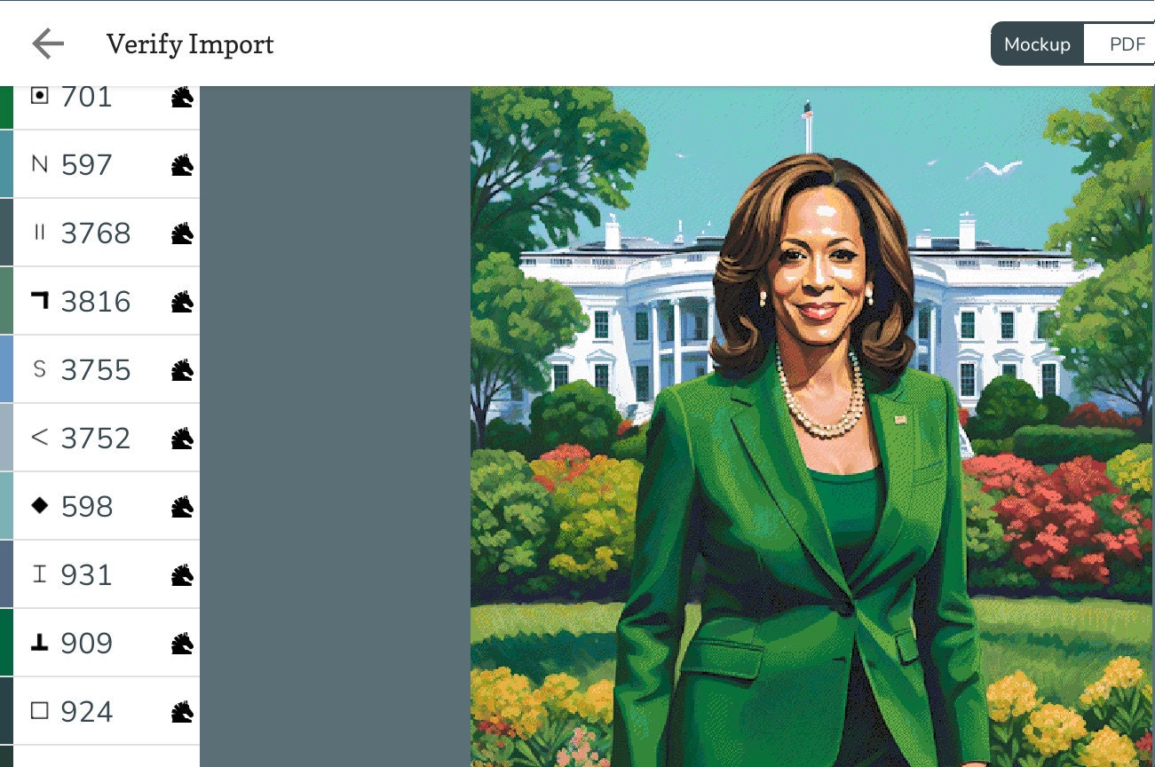 Kamala Harris at the White House Cross Stitch Pattern, Inc Full Pattern ...