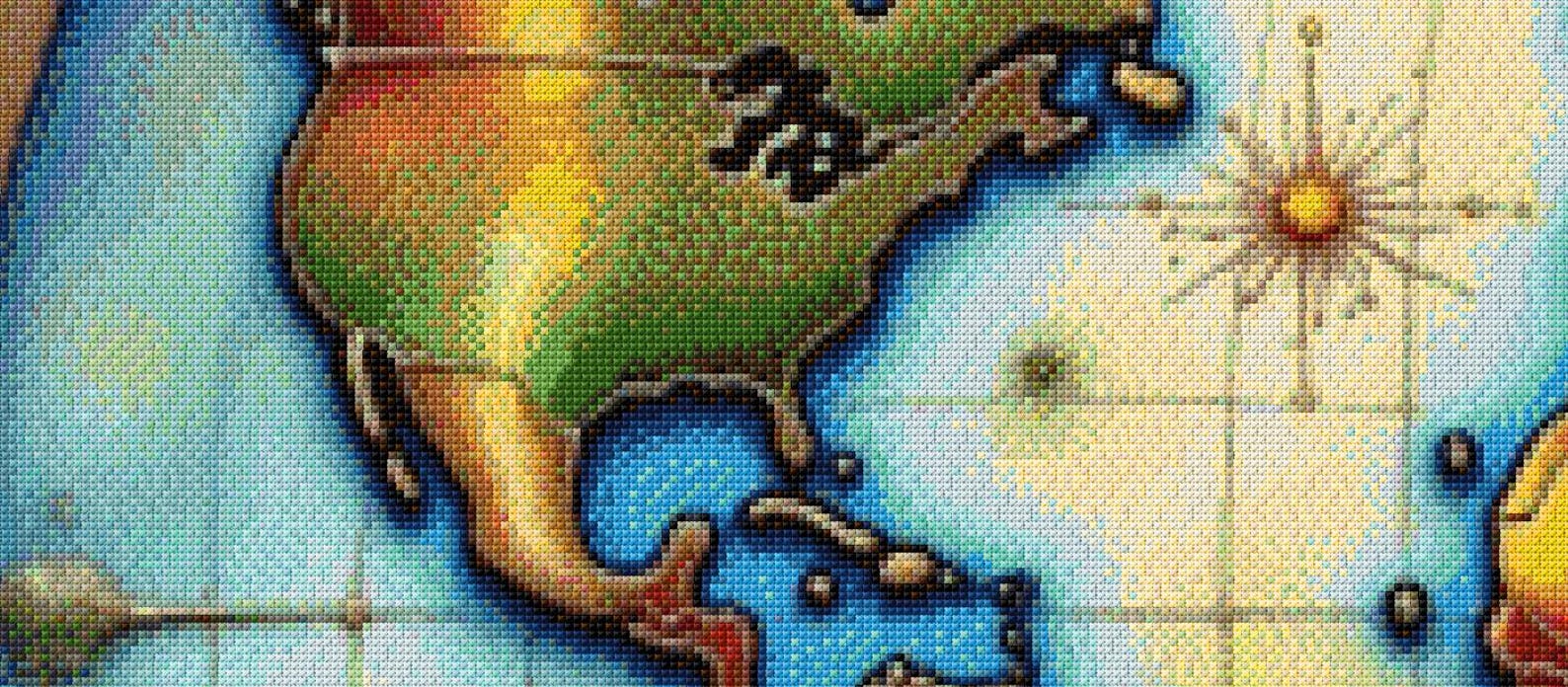 World Map Cross Stitch Pattern: Robinson Projection (digital Download ...
