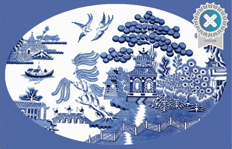 Willow Pattern Cross Stitch Pattern for Oval Frame - Includes Full ...