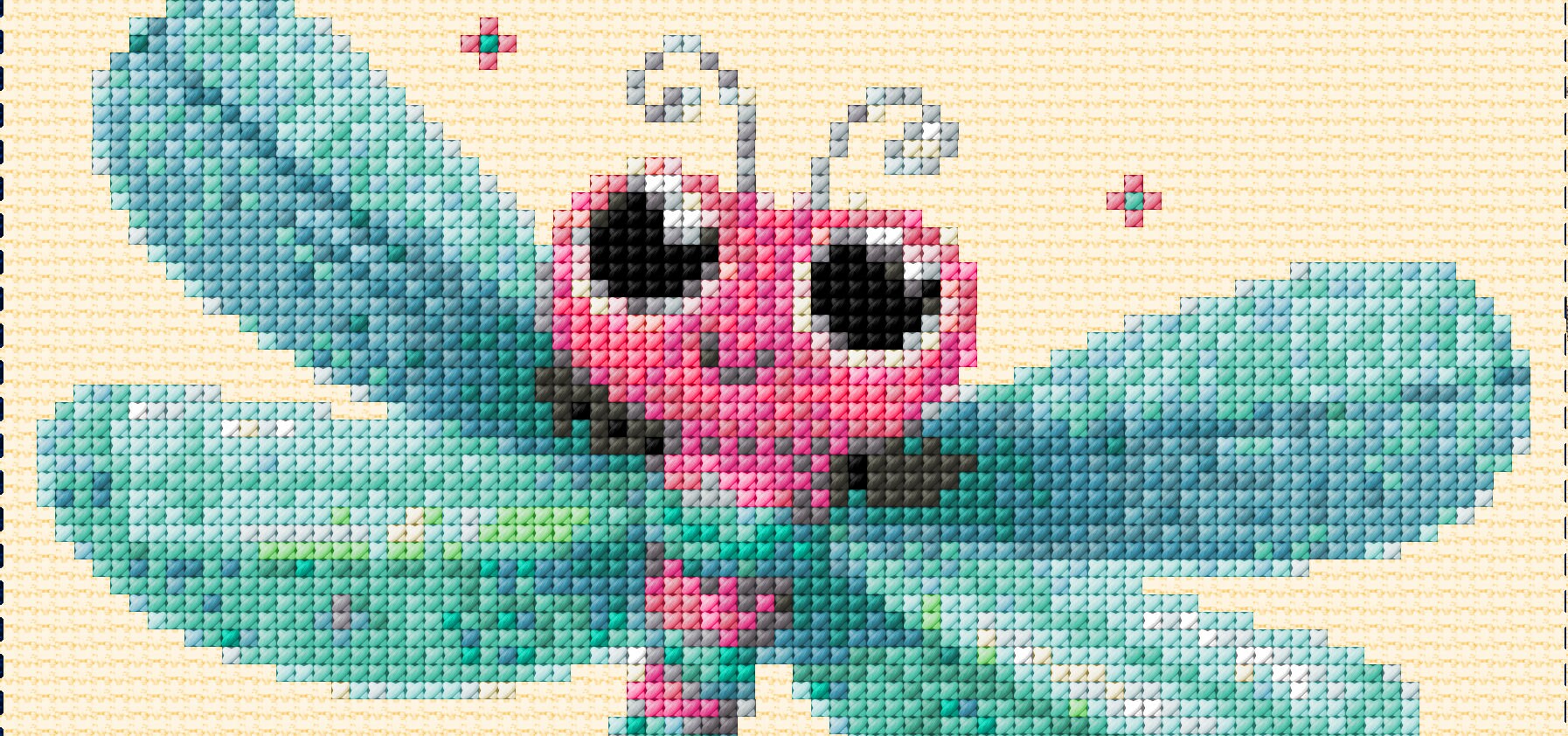 Cute Dragonfly With Fireflies Cross Stitch Design 85 X 85 Stitches Inc ...