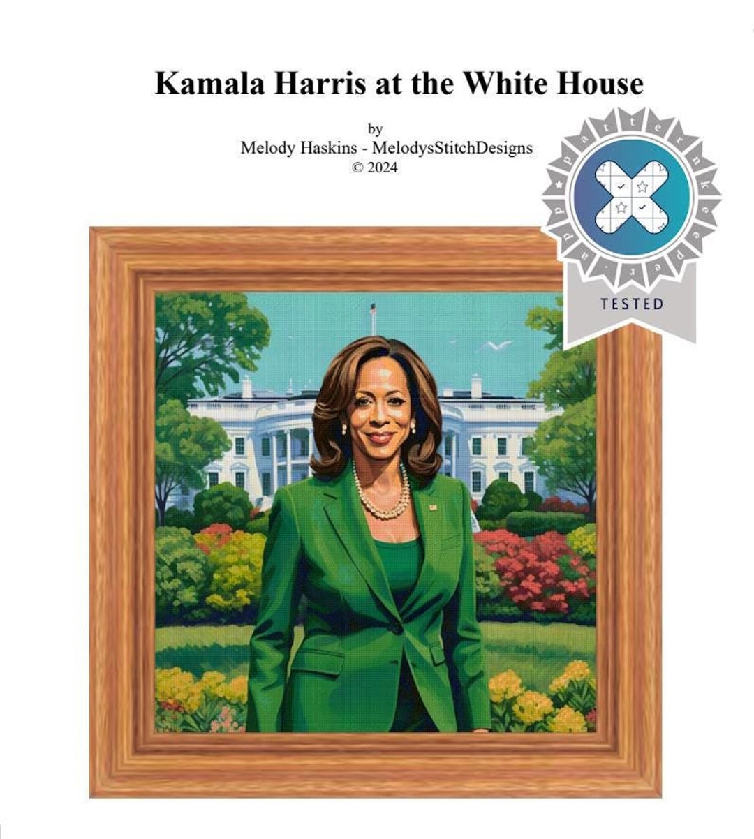 Kamala Harris at the White House Cross Stitch Pattern, Inc Full Pattern ...