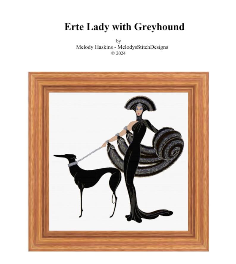 Erte Art Deco Lady With Greyhound Cross Stitch Pattern (digital ...