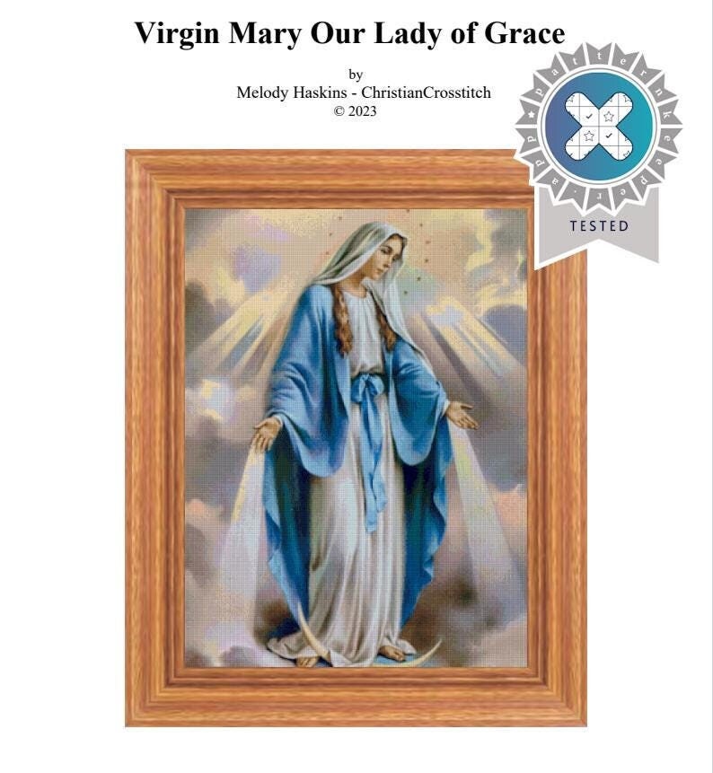 Virgin Mary Cross Stitch Pattern: Large Religious Design (digital ...