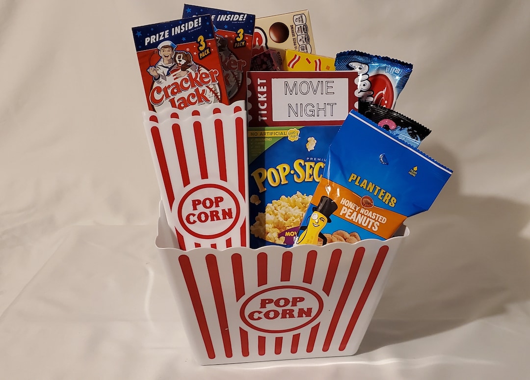 Movie Night Gift Basket Popcorn Family Movie Night Movie - Etsy