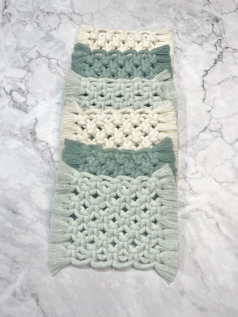 Macrame Mug Rugs Boho Coasters Coffee Mug Plant and Candle - Etsy