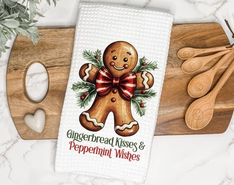Gingerbread Man Hand Towel-waffle Weave- Kitchen- Bathroom-christmas ...