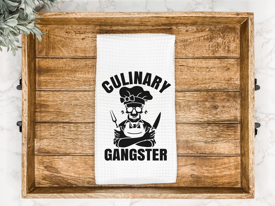 Men's Kitchen Towel Culinary Gangster Skeleton Chef Hand Towel Gift for ...